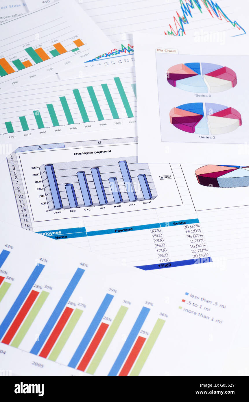 Graphs, charts, business table. The workplace of business people Stock ...