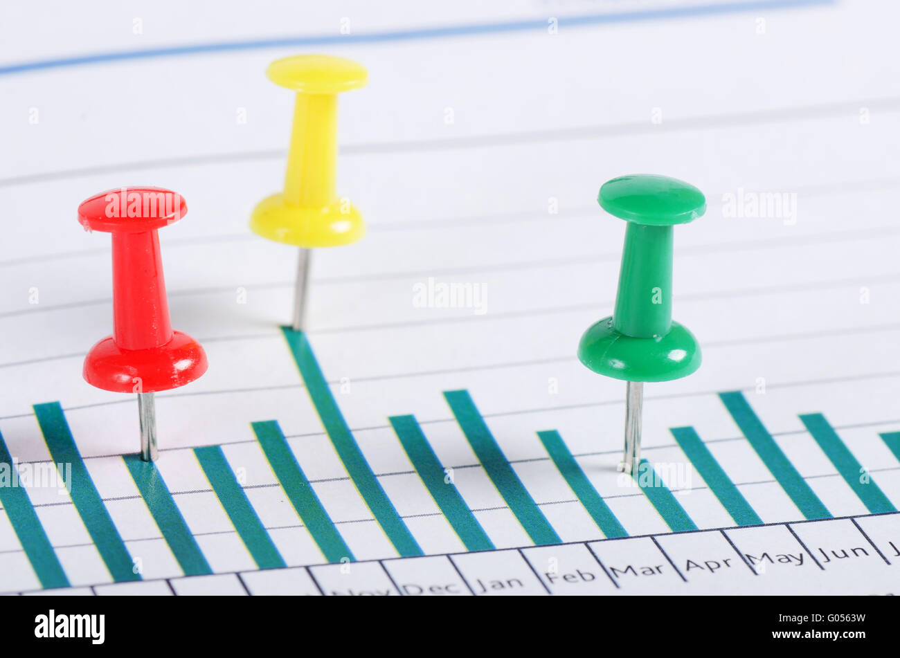 Graphs, charts with multi-coloured push buttons Stock Photo - Alamy