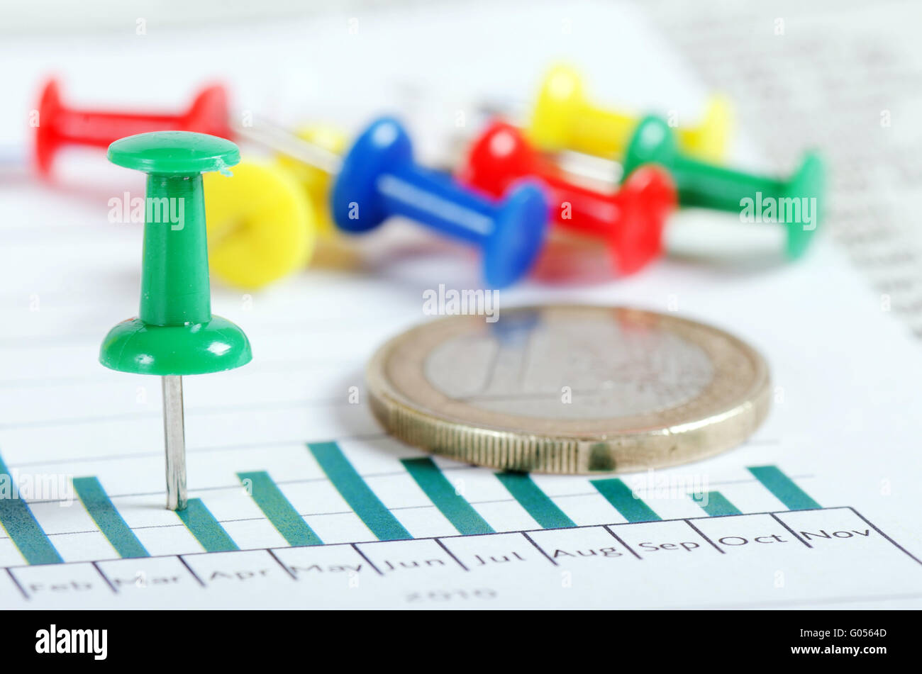 Graphs, charts with multi-coloured push buttons Stock Photo - Alamy
