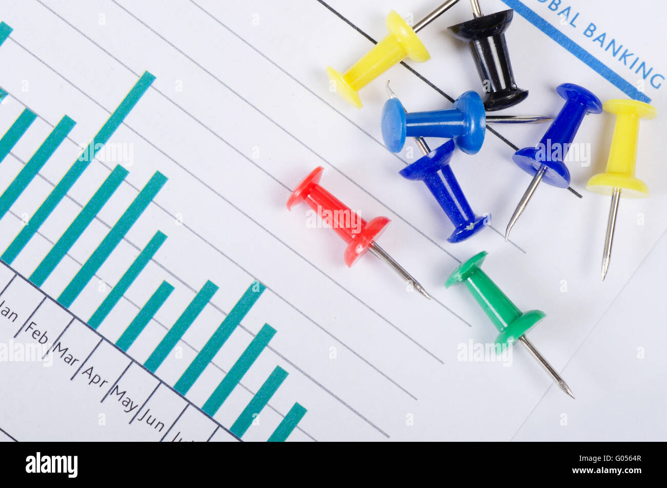 Graphs, charts with multi-coloured push buttons Stock Photo - Alamy