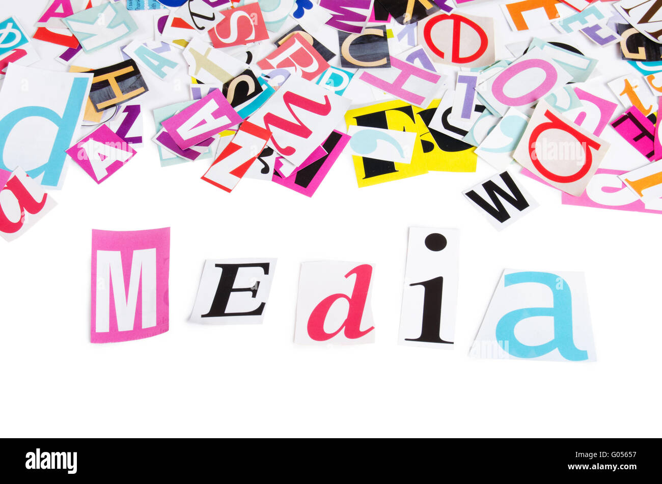 The letters which have been cut out from newspapers - Word MEDIA Stock ...