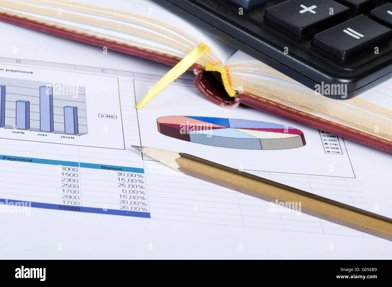 Graphs, charts, business table. The workplace of business people Stock ...