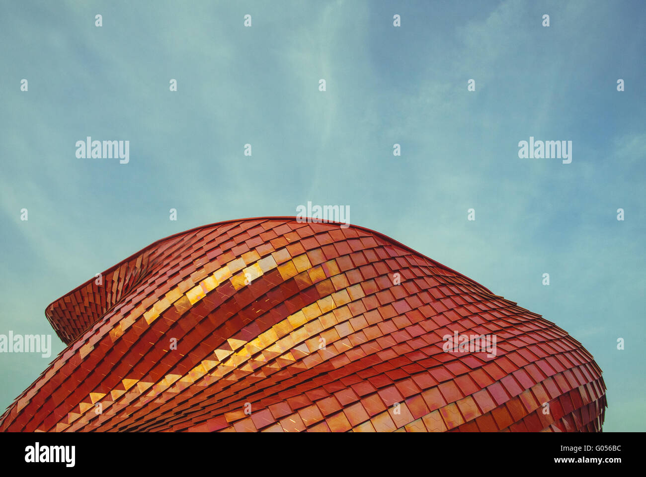 Red futuristic building Stock Photo - Alamy