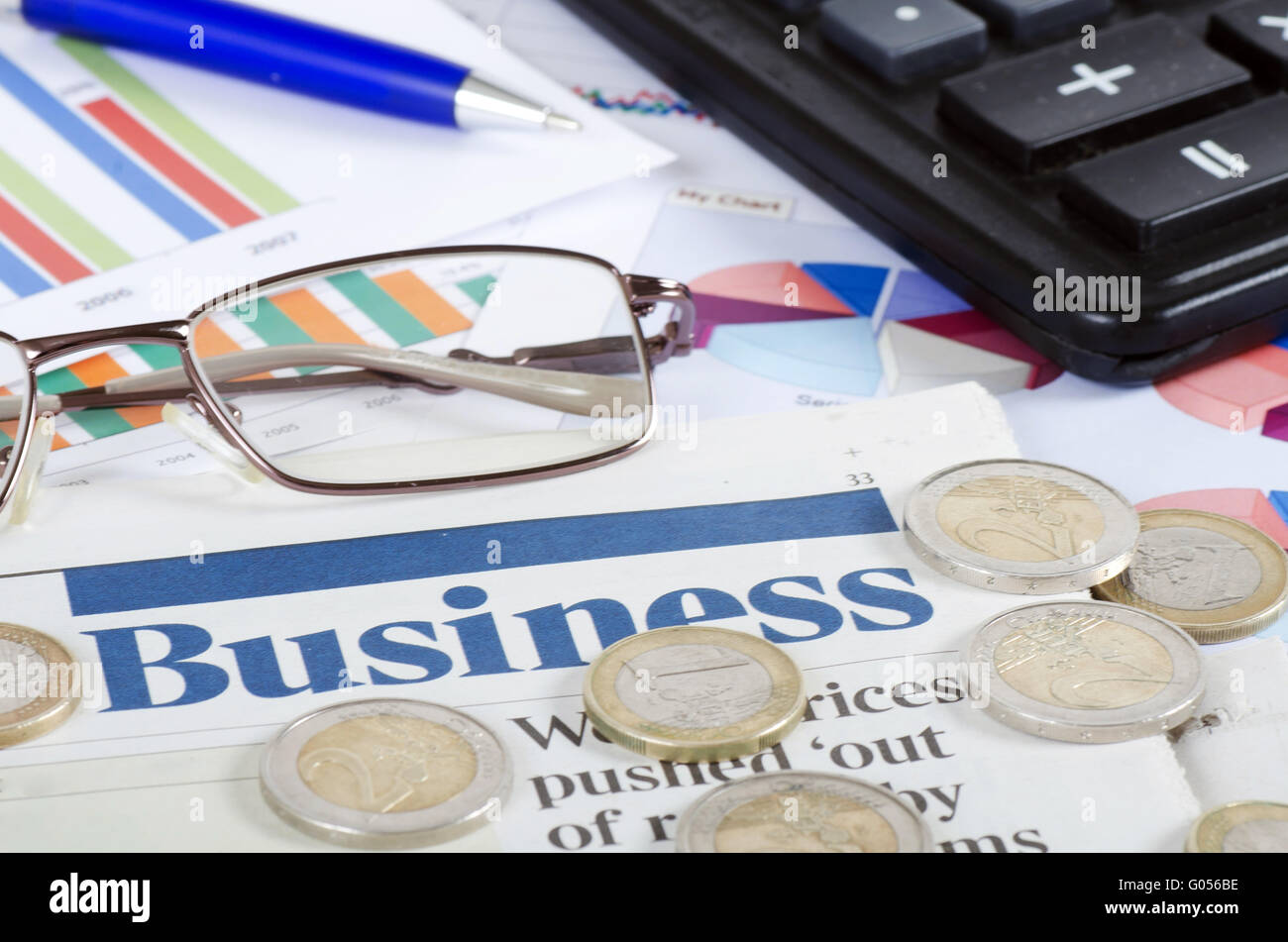 Graphs, charts, business table. The workplace of business people Stock ...