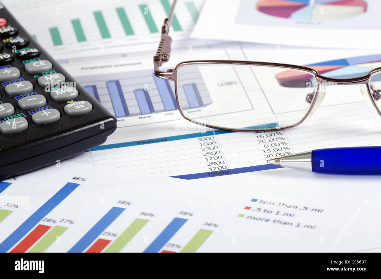 Graphs, charts, business table. The workplace of business people Stock ...