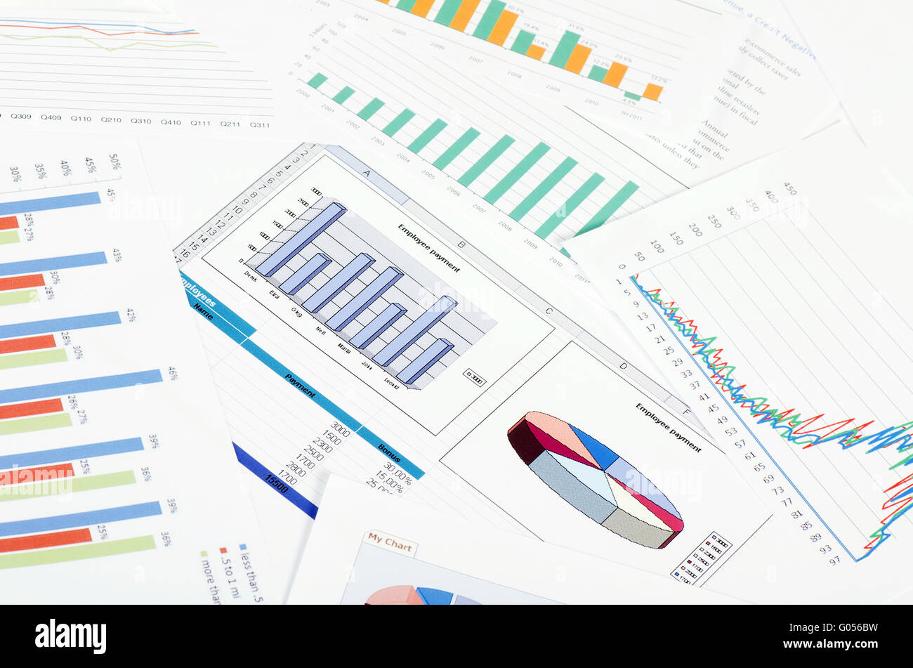 Graphs, charts, business table. The workplace of business people Stock ...