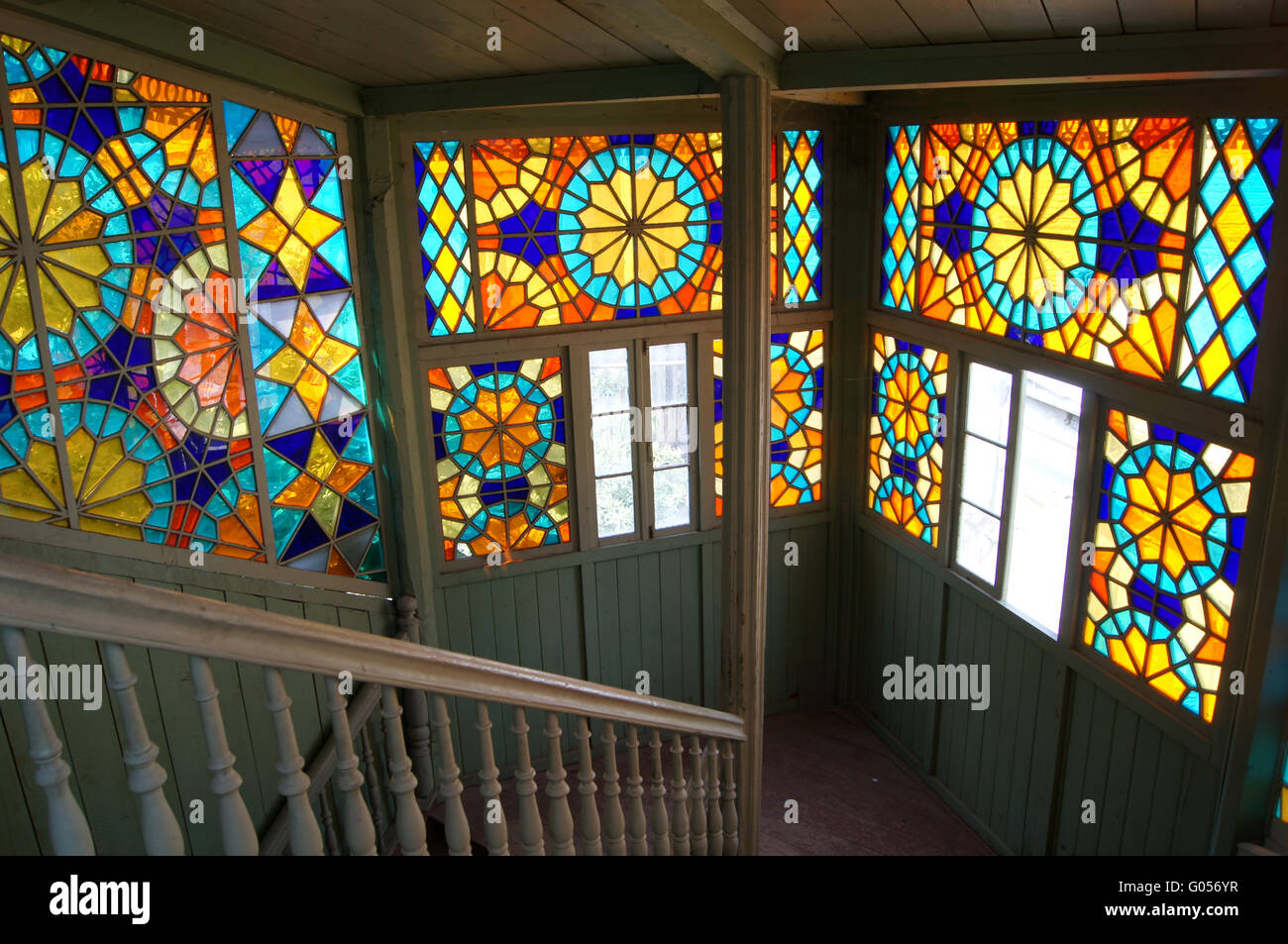 stained glass window in Old town in Tbilisi, Republic of Georgia Stock ...