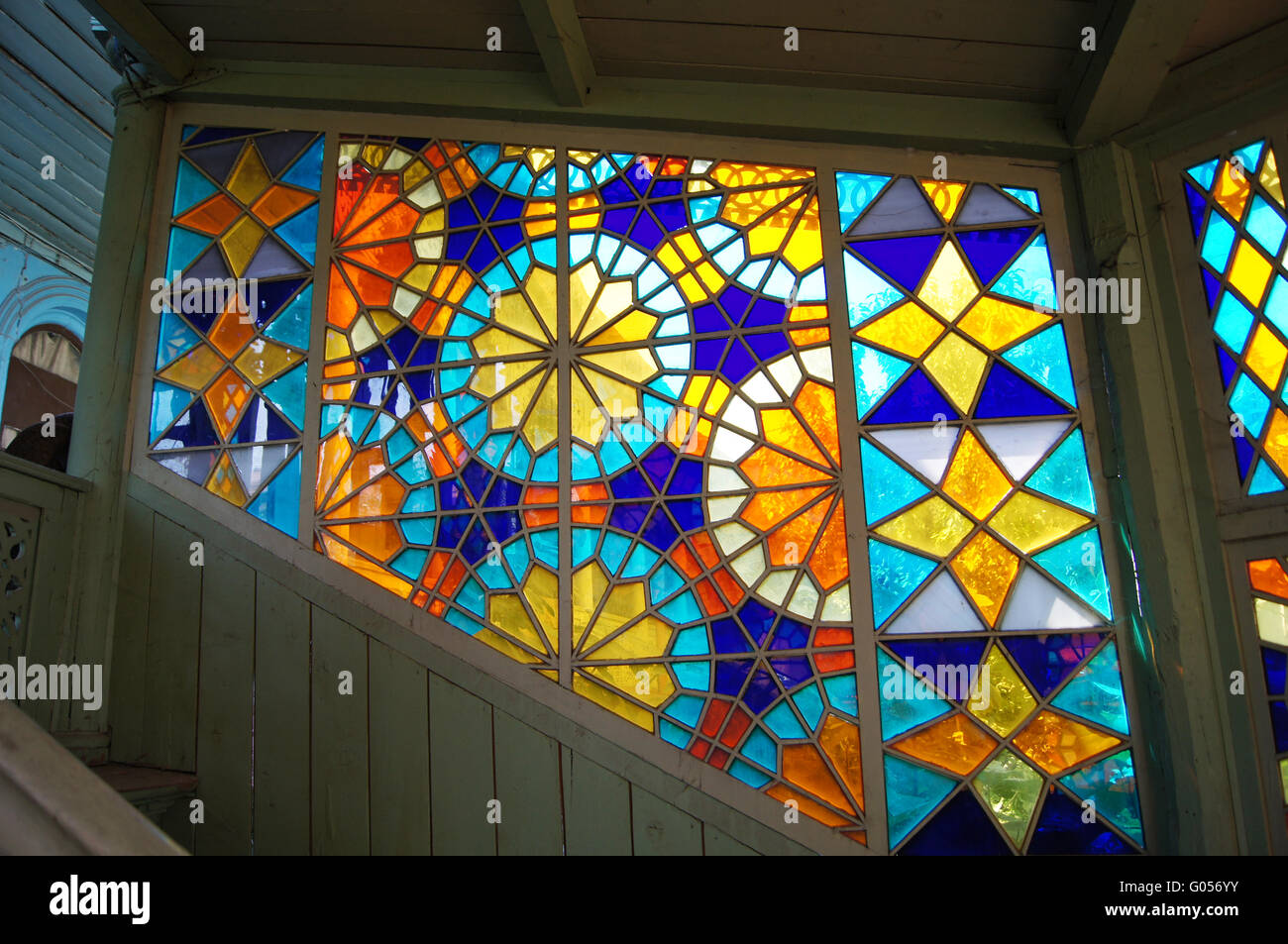 stained glass window in Old town in Tbilisi, Republic of Georgia Stock ...