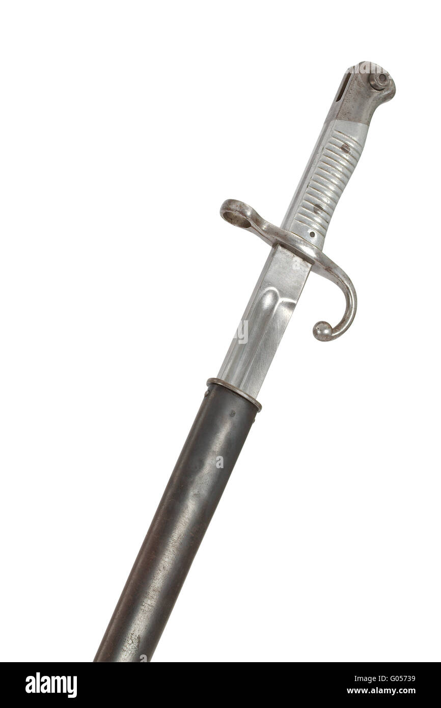 Bayonet to the rifle, isolated on a white background, with clipping ...