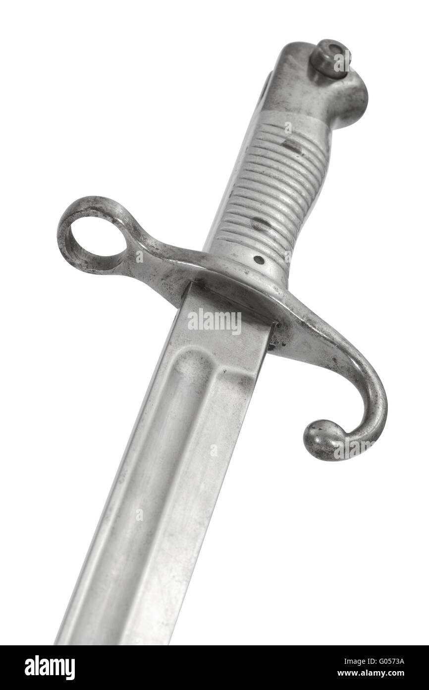 Bayonet to the rifle, isolated on a white background, with clipping ...
