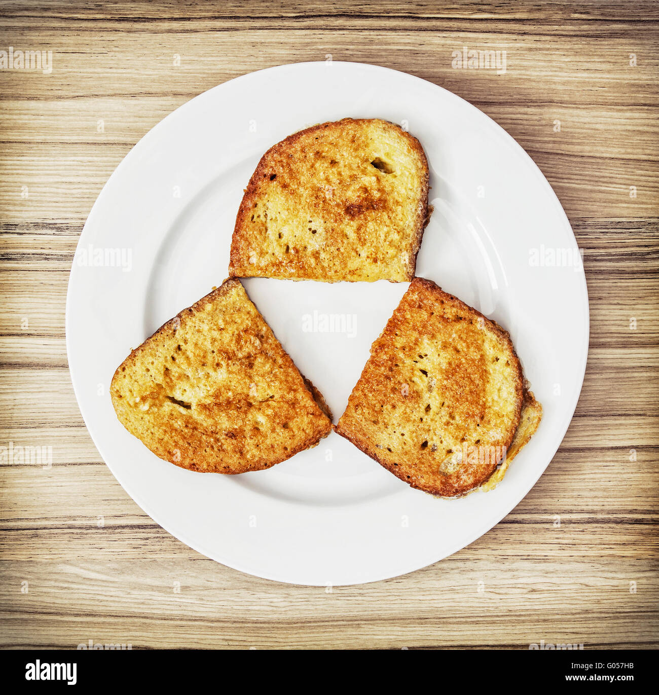 Three fried breads in the egg. Creative food. Food theme. Egg bread ...