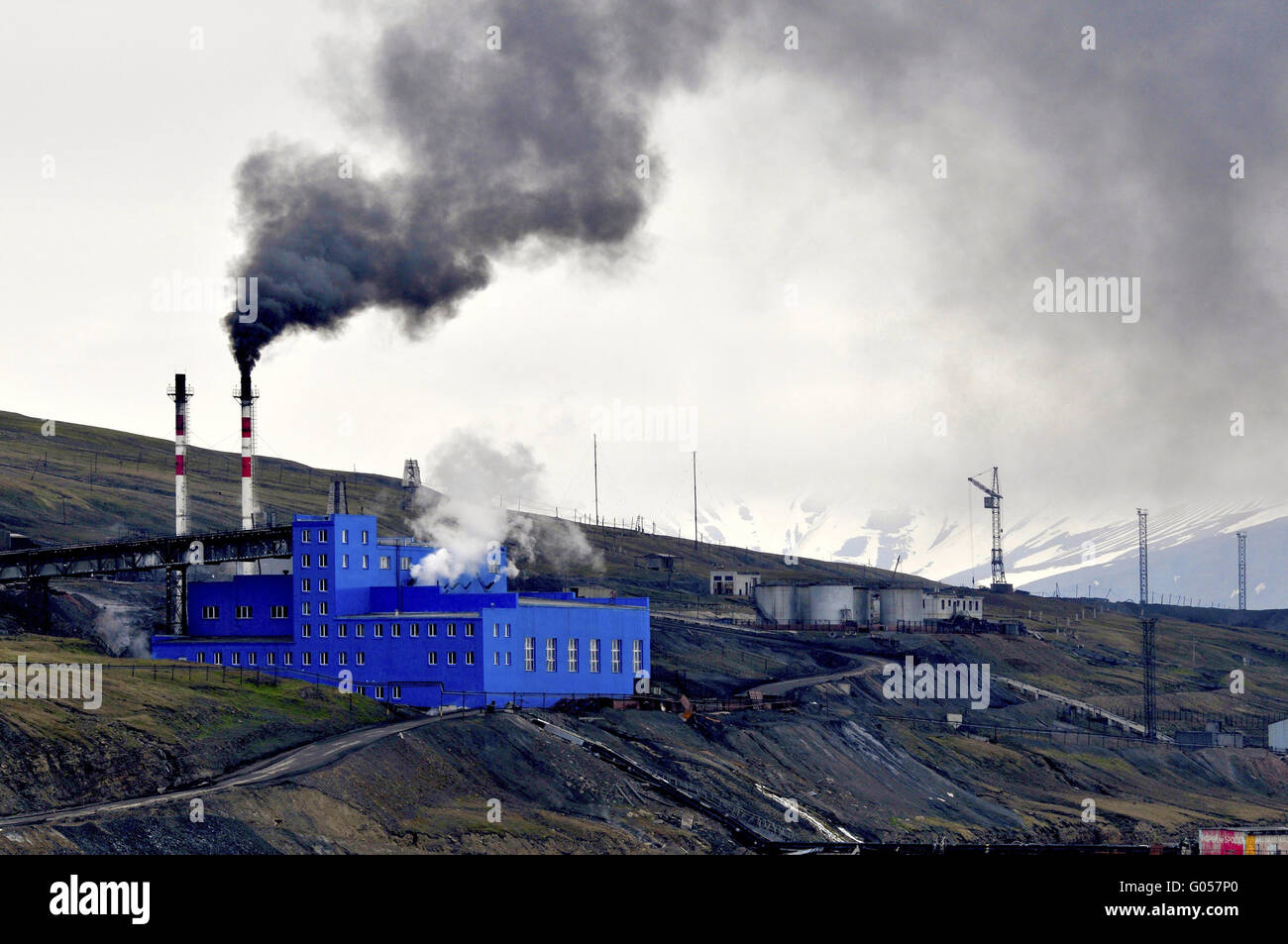 Coal mining on Svalbard in the Russian settlement Stock Photo - Alamy