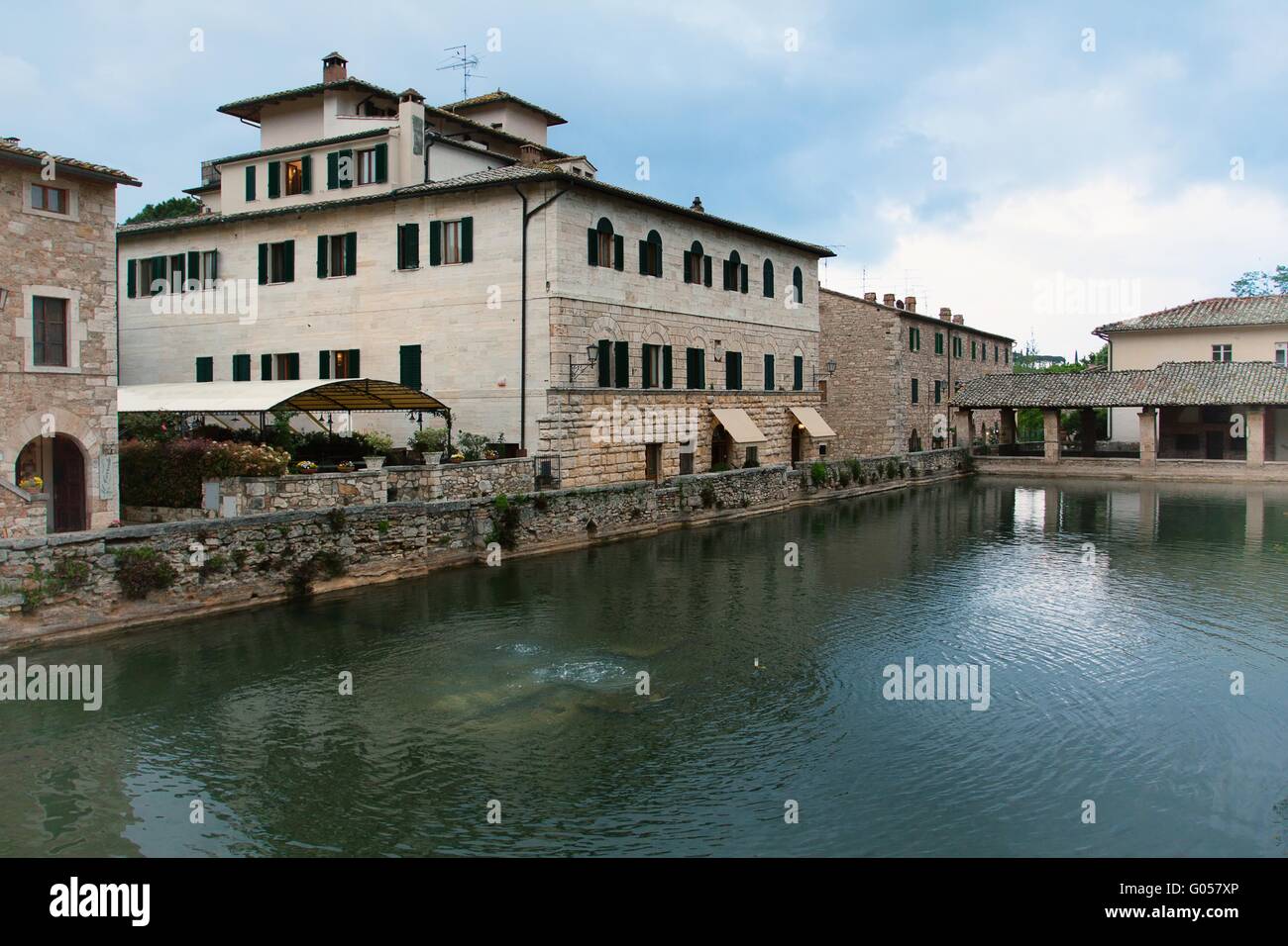 Ancient Roman thermal baths in Tuscan town of Bagno Vignoni Stock Photo ...