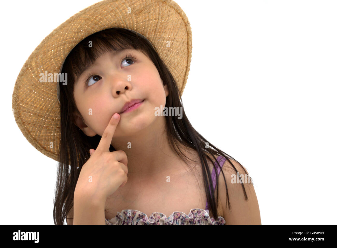 Beautiful asian girl thinking Stock Photo - Alamy