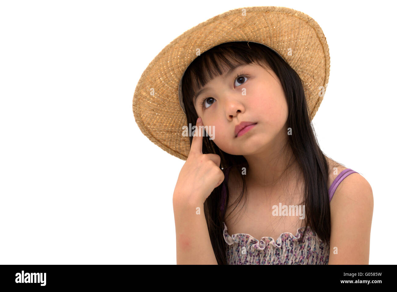 Beautiful asian girl thinking Stock Photo - Alamy