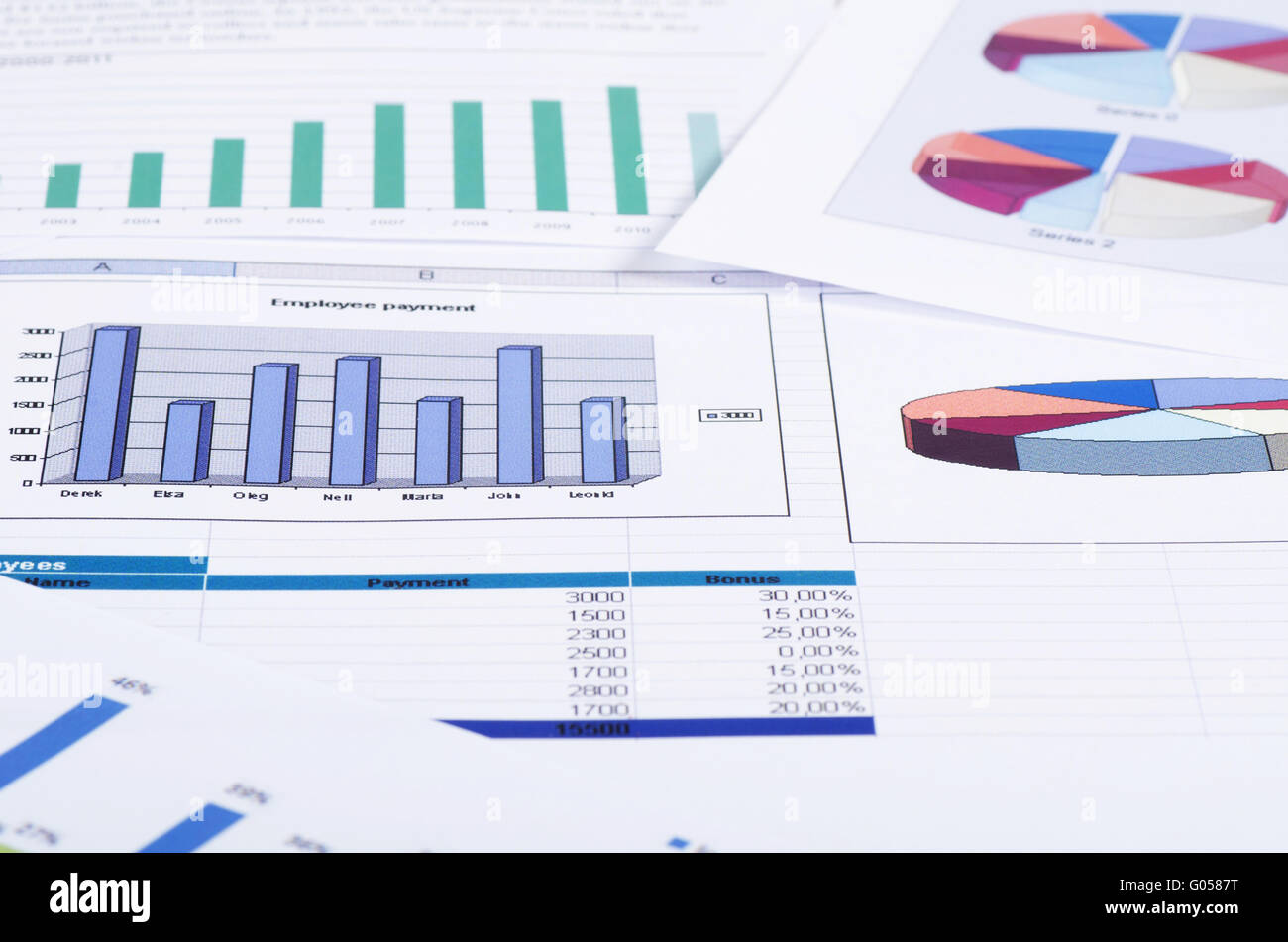 Graphs, charts, business table. The workplace of business people Stock ...