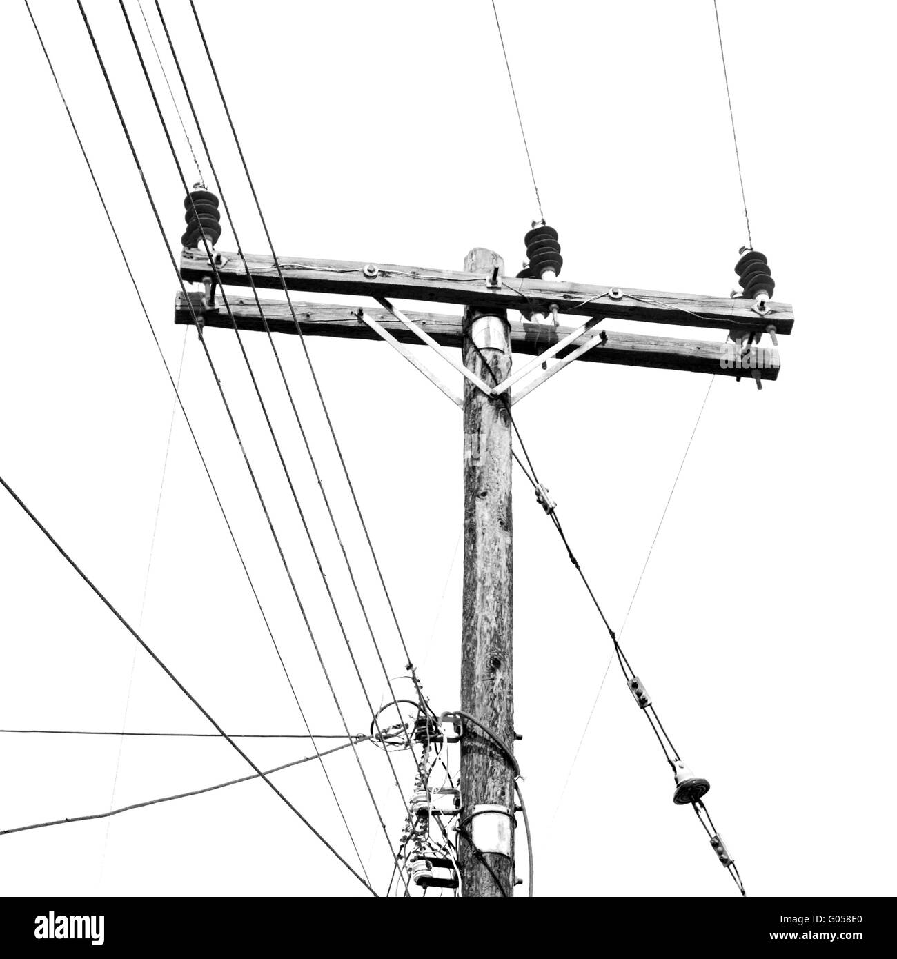 in the cloudy sky and abstract background current pole electricity line ...