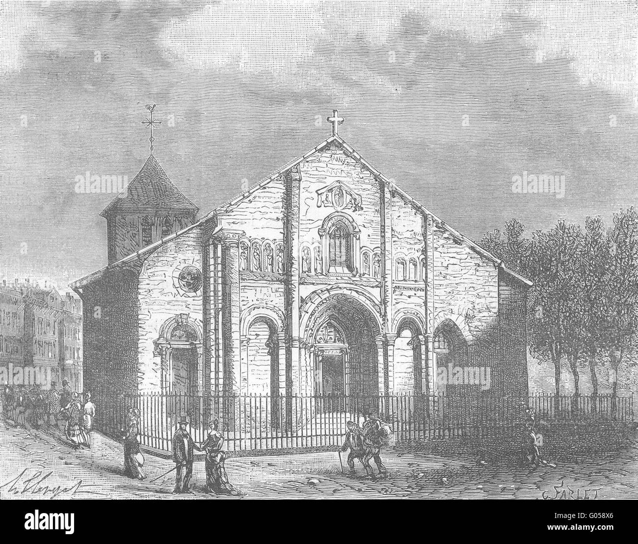 FRANCE: Charente: Eglise de Ruffec, antique print 1881 Stock Photo - Alamy