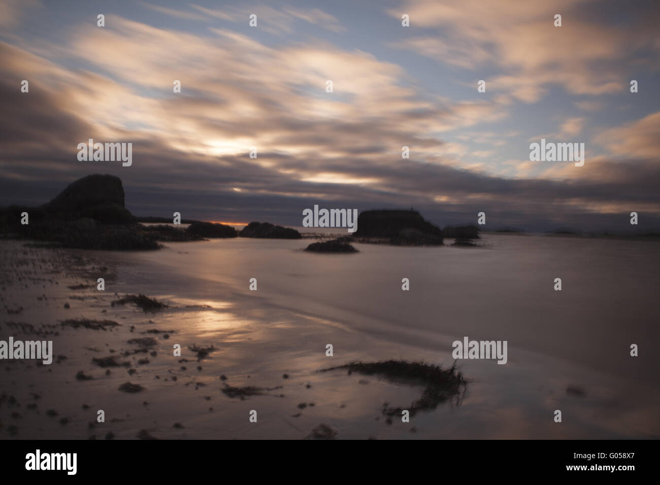 Midsummer night at Seacoast Ramberg, north norway Stock Photo - Alamy