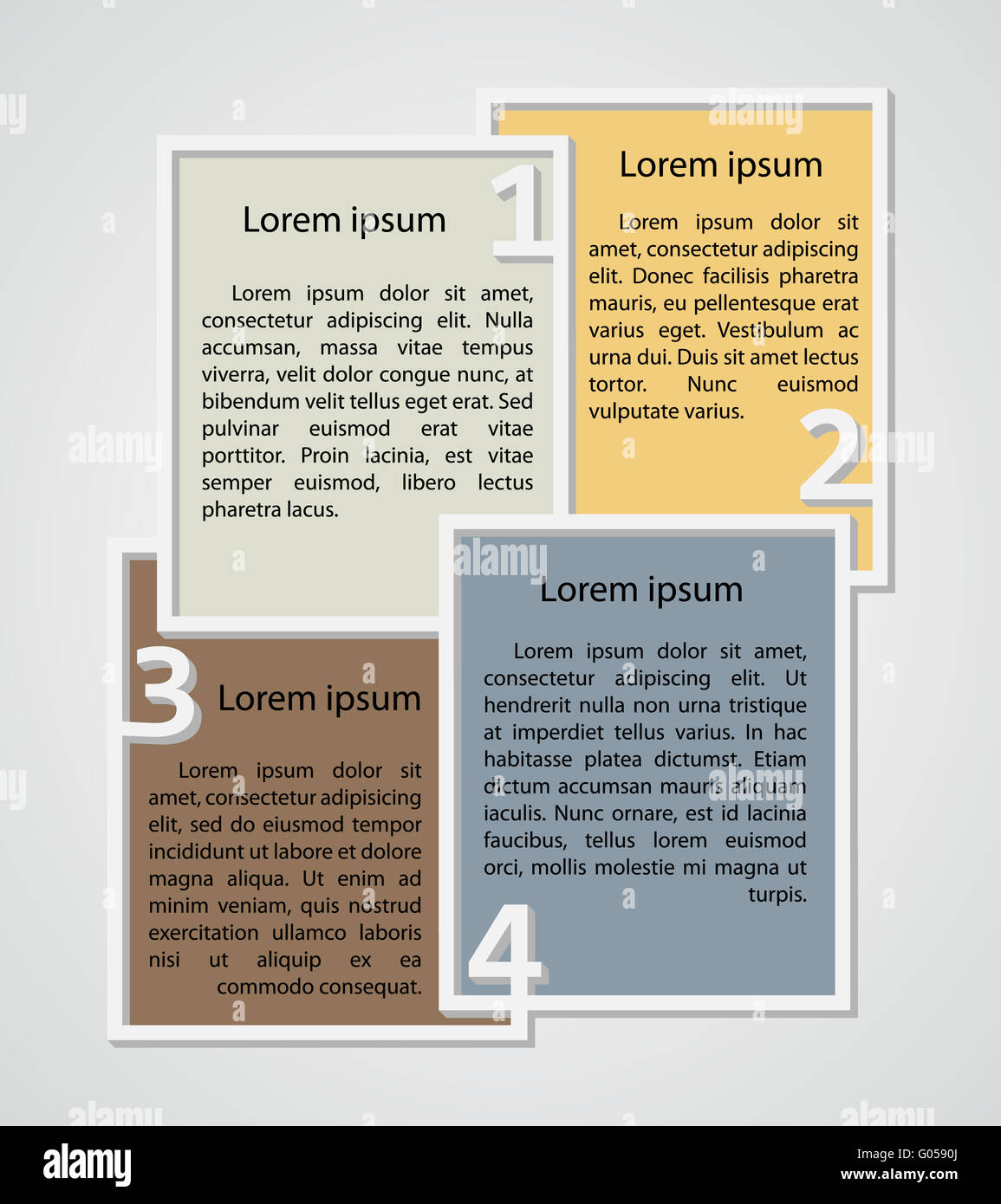 Set of four colored textboxes Stock Photo - Alamy