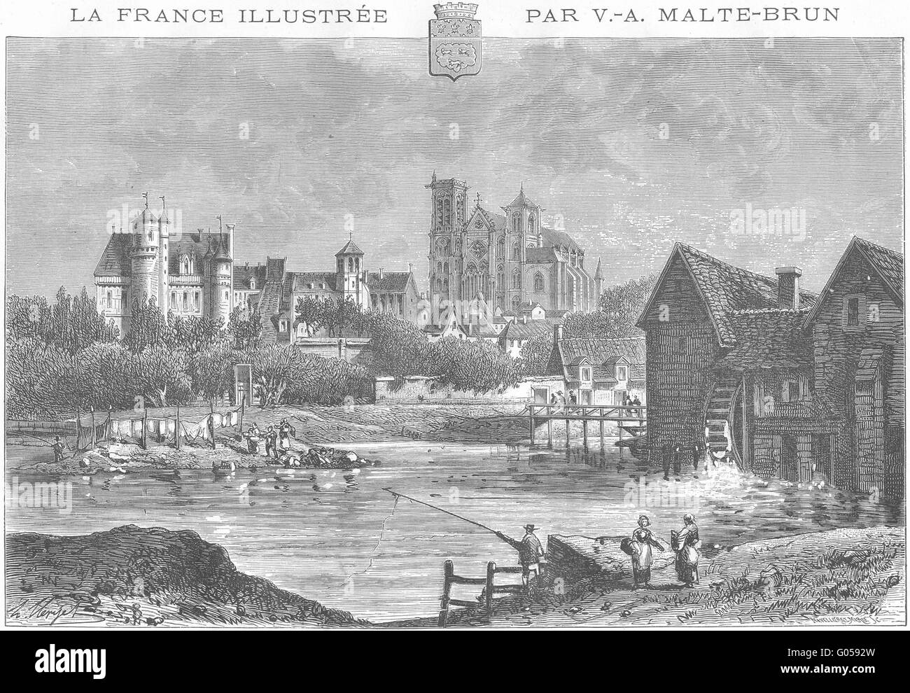 CHER: Bourges, antique print 1881 Stock Photo - Alamy