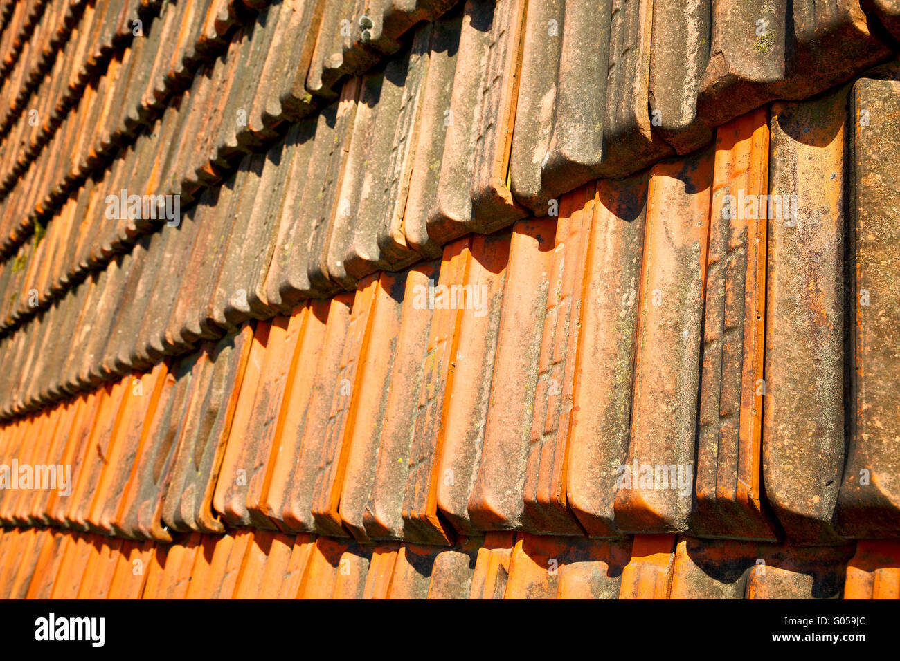 old roof in italy the line and texture of diagonal architecture Stock ...