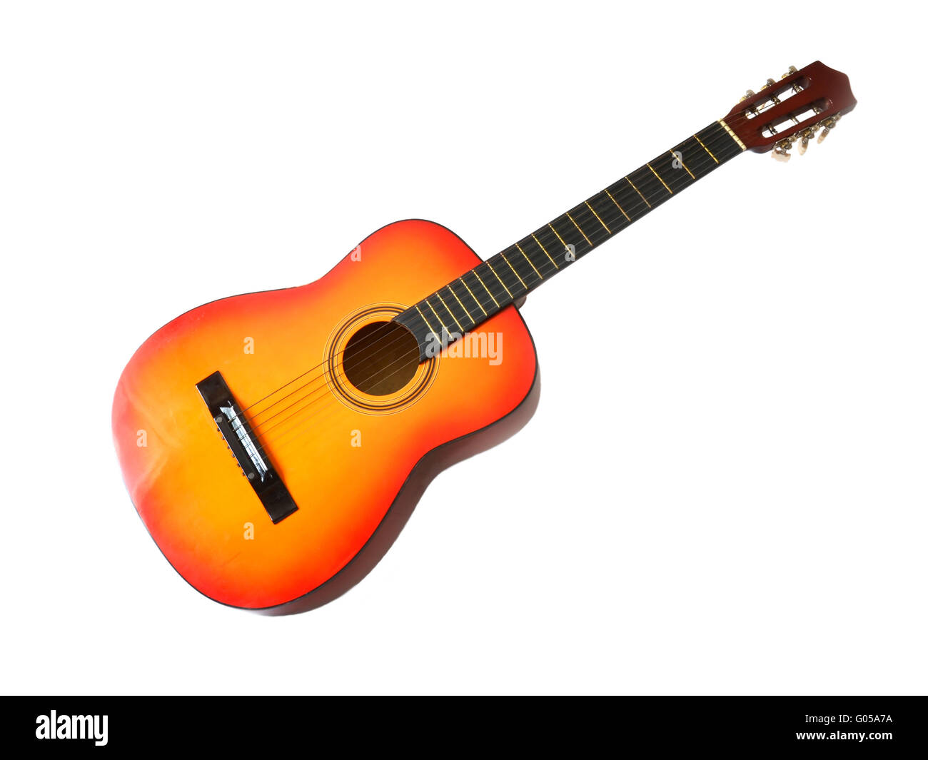Classical acoustic guitar, isolated on white background Stock Photo - Alamy
