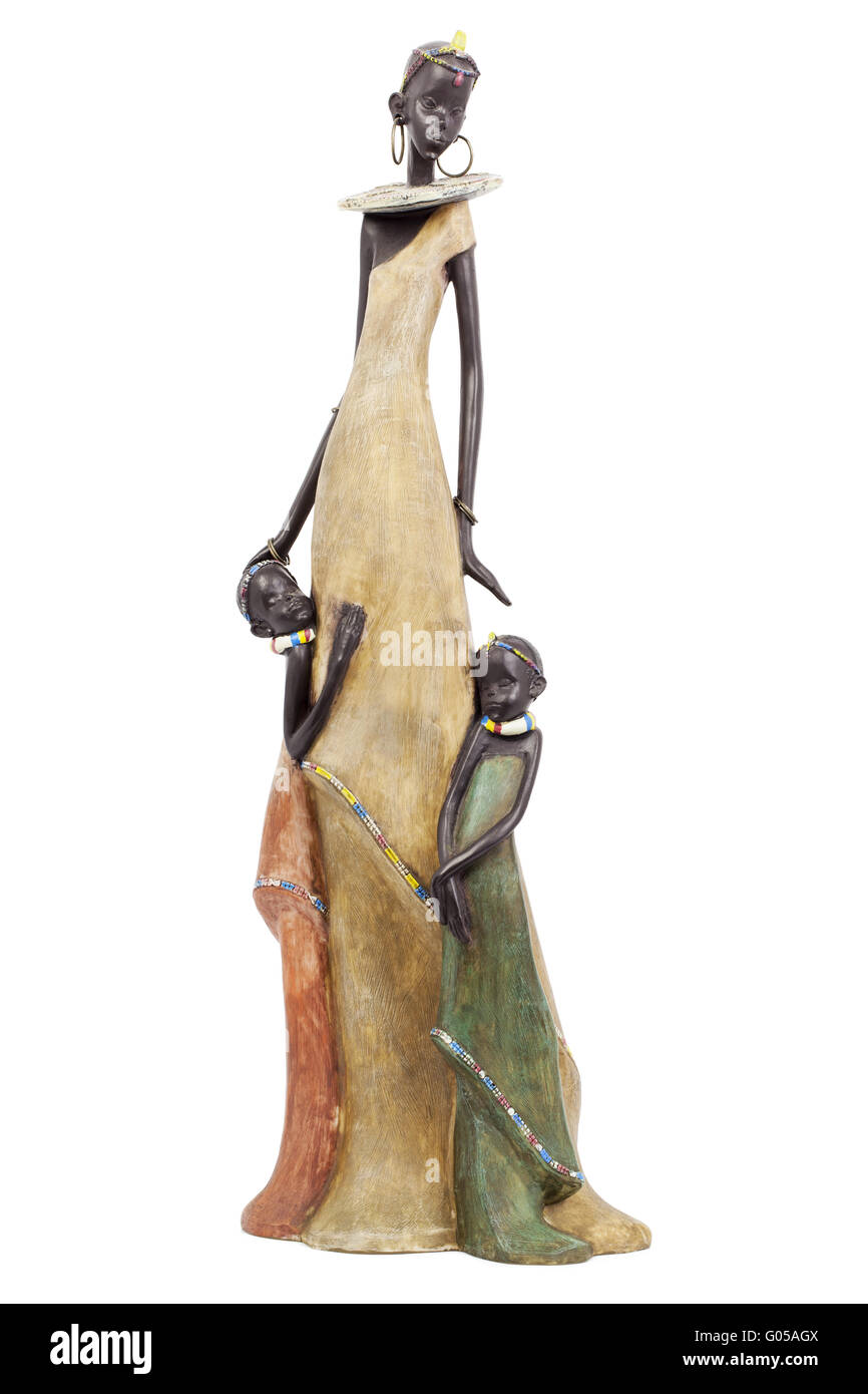 Statue of a woman with two girls on a white backg Stock Photo - Alamy