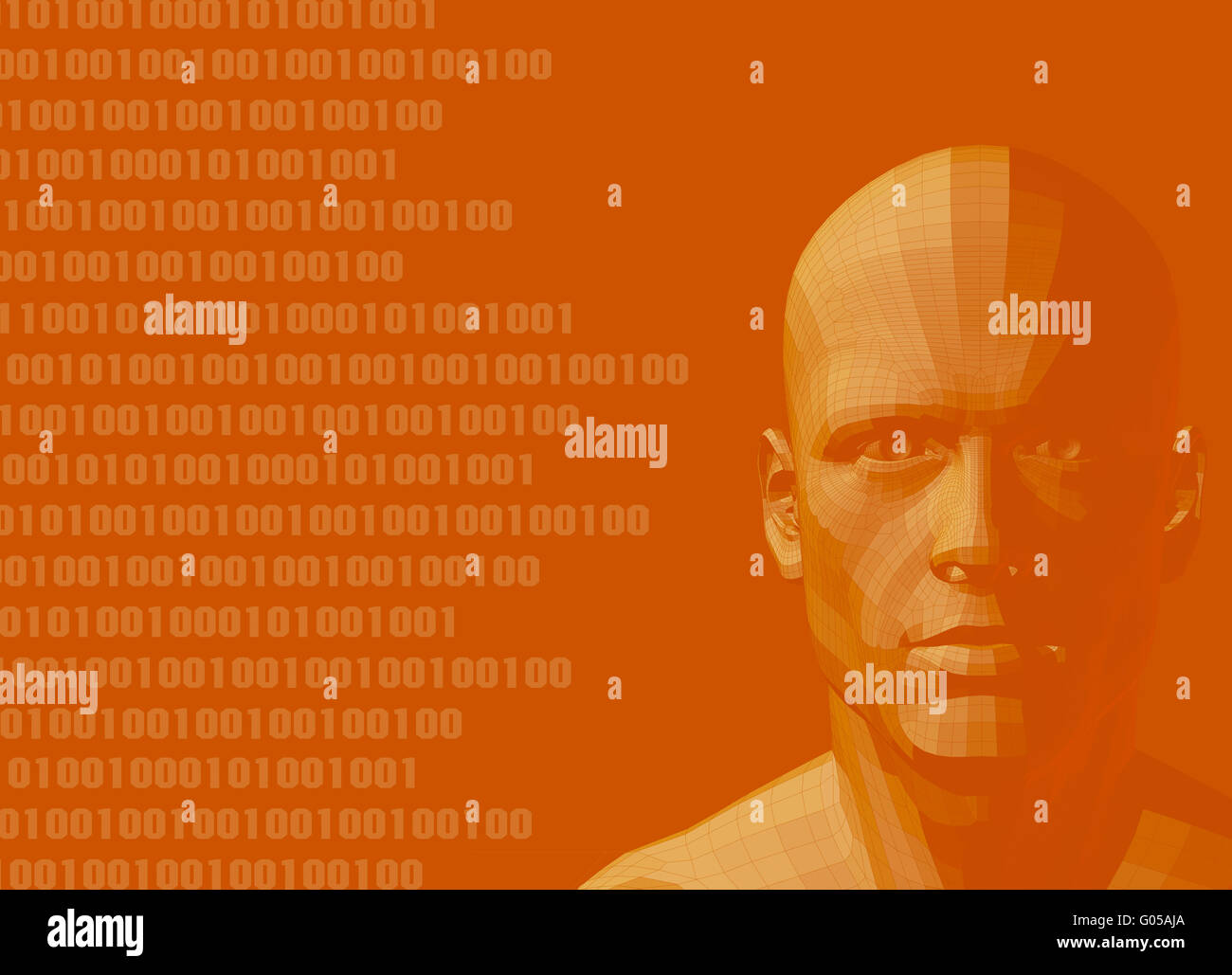 Orange toned binary man Stock Photo - Alamy