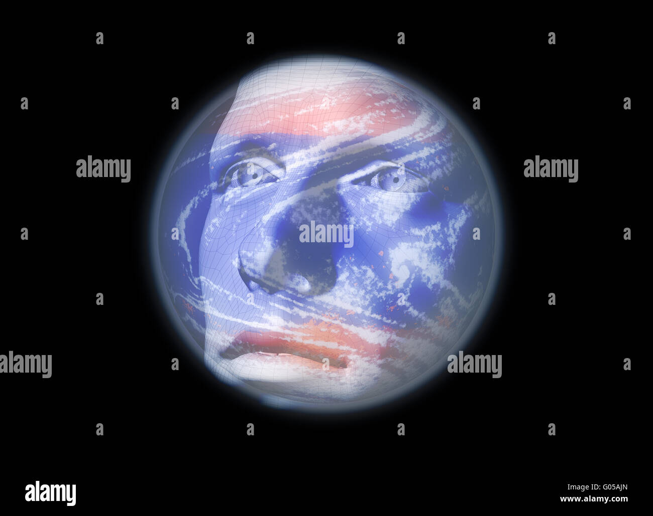 Binary man over the globe Stock Photo - Alamy