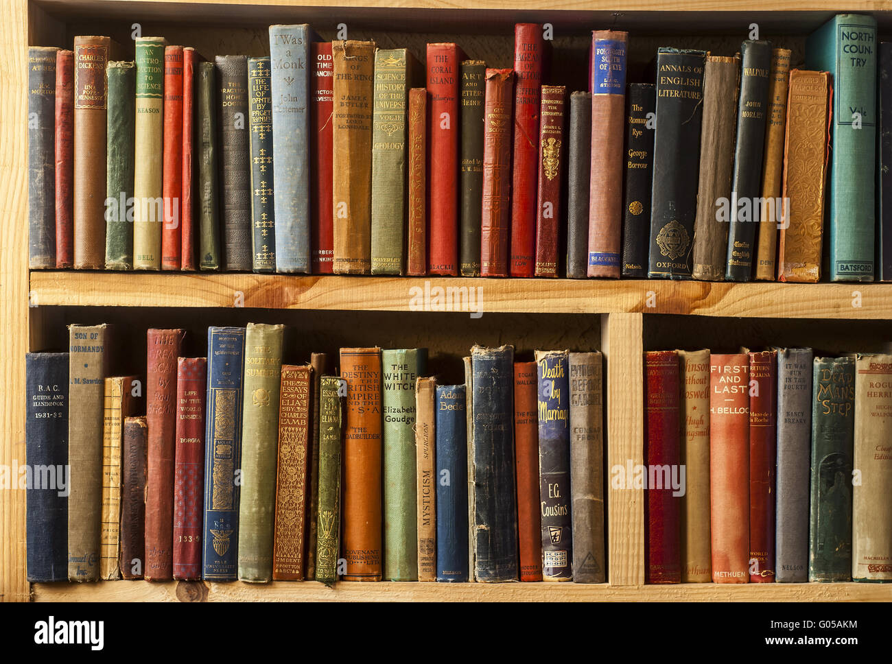 Second-hand bookstore shelf antique books segments Stock Photo - Alamy