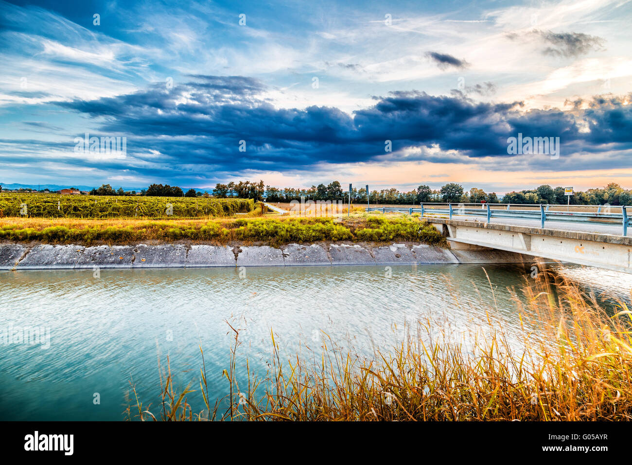 Bridge on large channel diverting river water for irrigation of ...