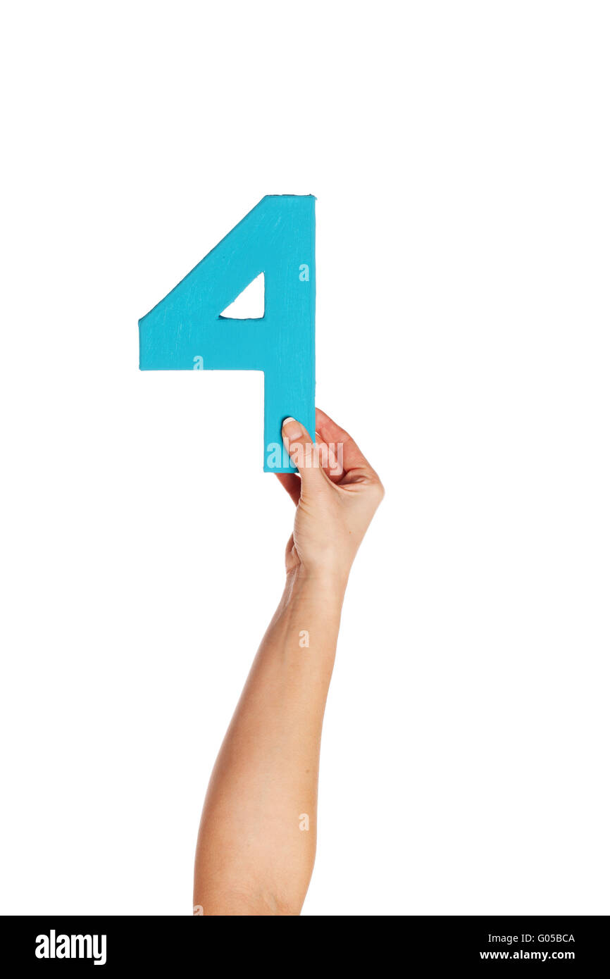 hand holding up the number four from the bottom Stock Photo - Alamy