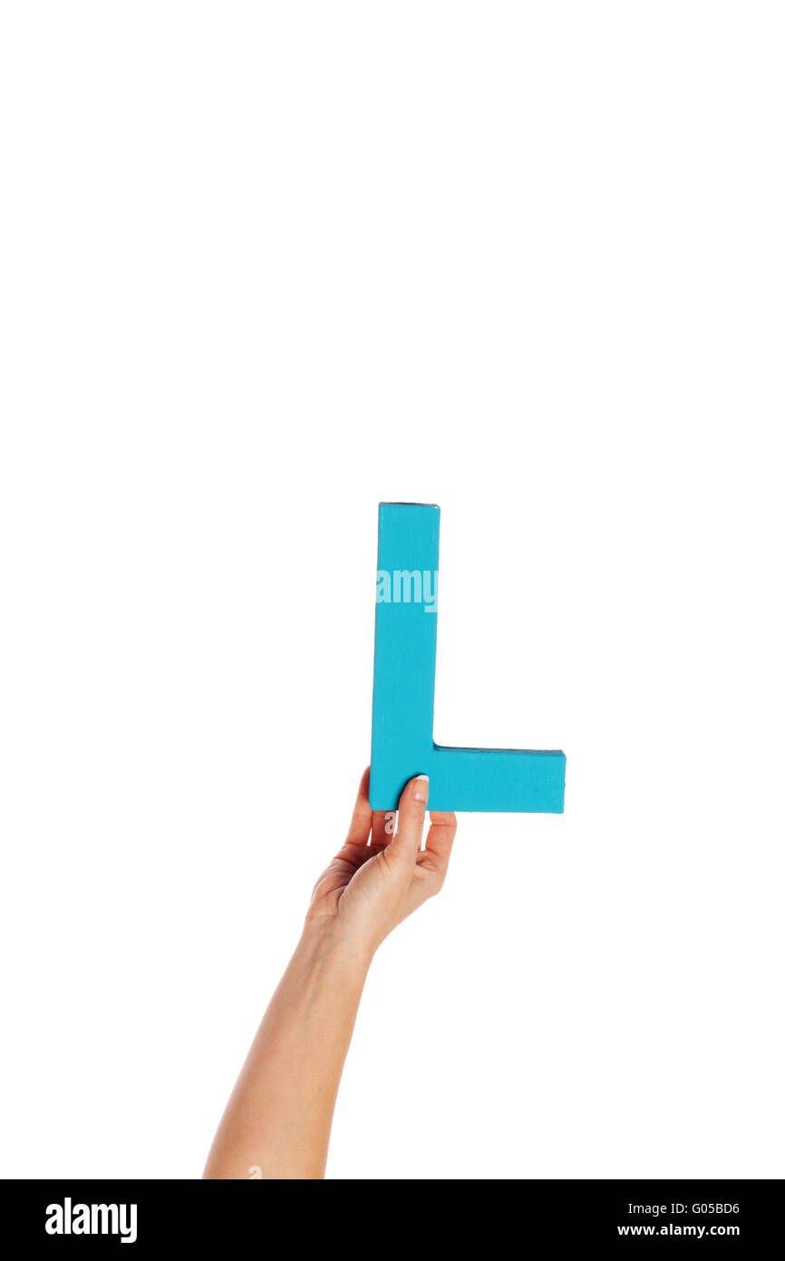 hand holding up the letter L from the bottom Stock Photo - Alamy