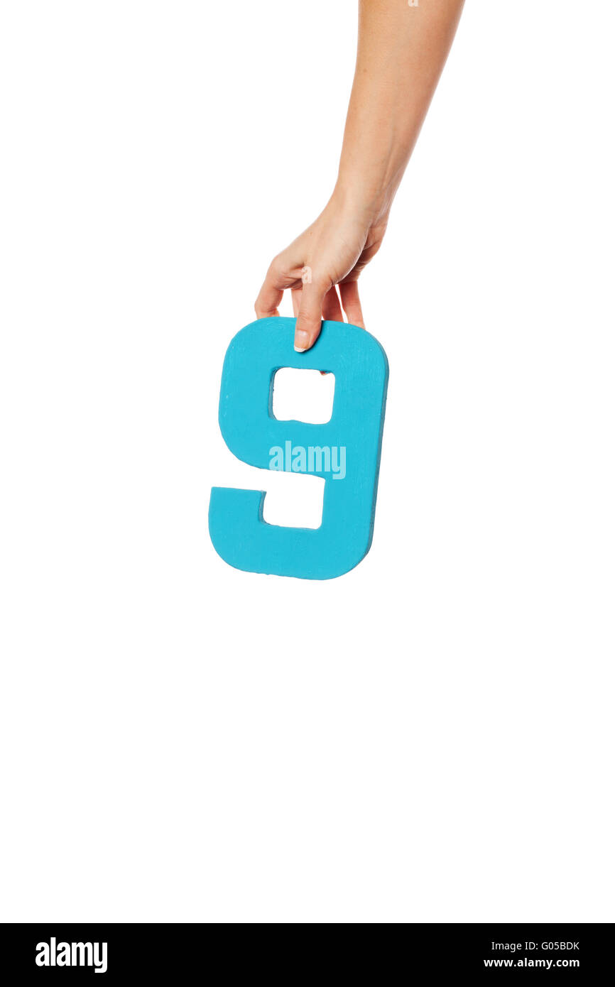 Hand sign number nine isolated Cut Out Stock Images & Pictures - Alamy