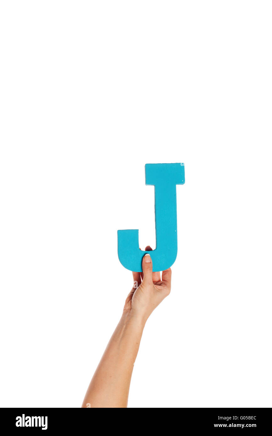 hand holding up the letter J from the bottom Stock Photo - Alamy