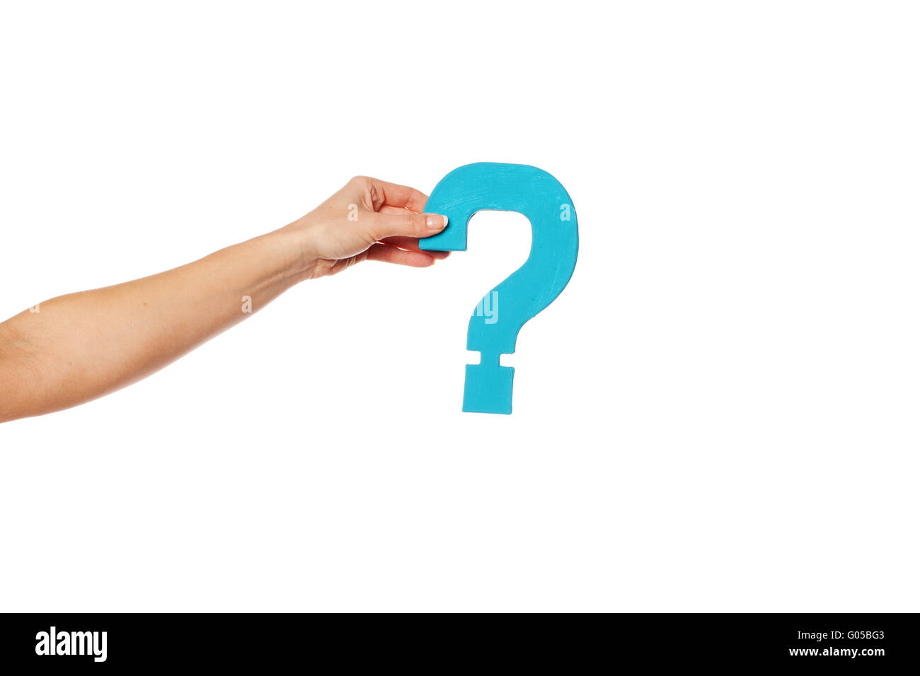 hand holding up a question mark fro from the left Stock Photo - Alamy