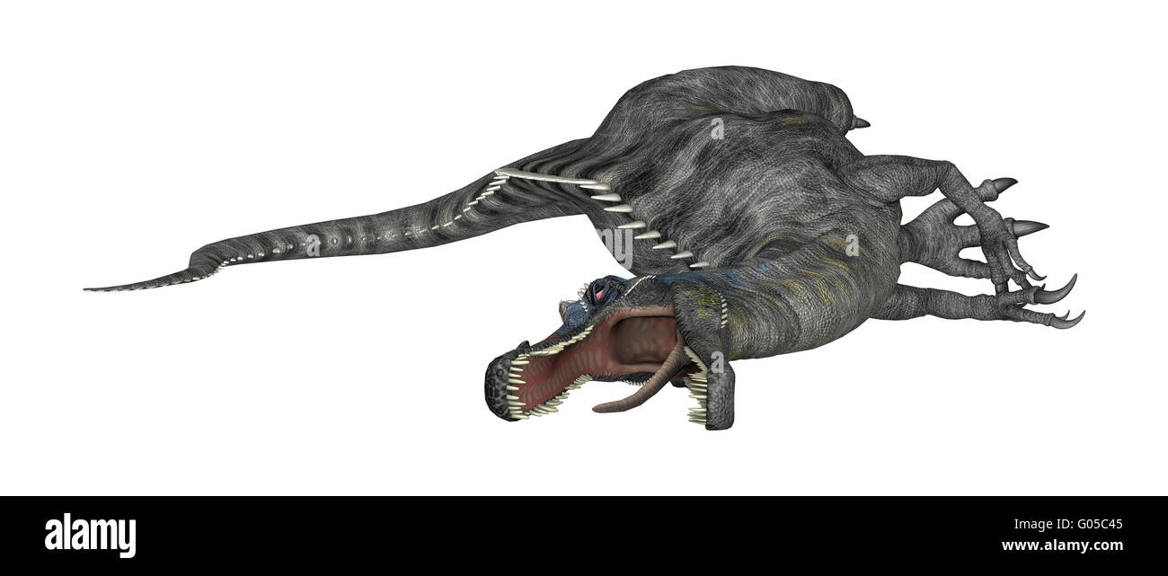 3D rendering of a dinosaur Suchomimus isolated on white background ...