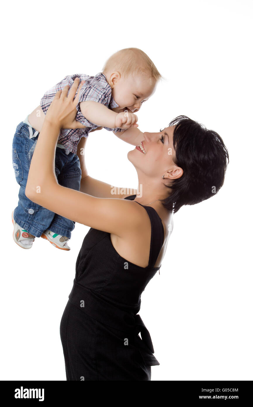 Beautiful happy mather with attractive baby boy on Stock Photo - Alamy
