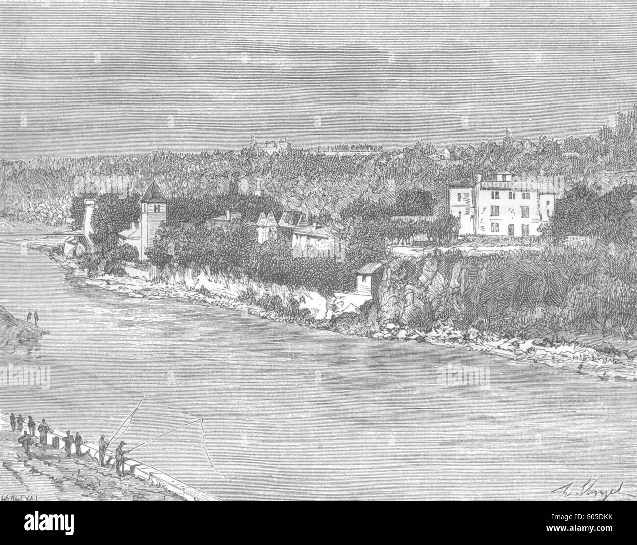 RHÔNE: Rhone: Ile Barbe, pres de Lyon, antique print 1883 Stock Photo ...