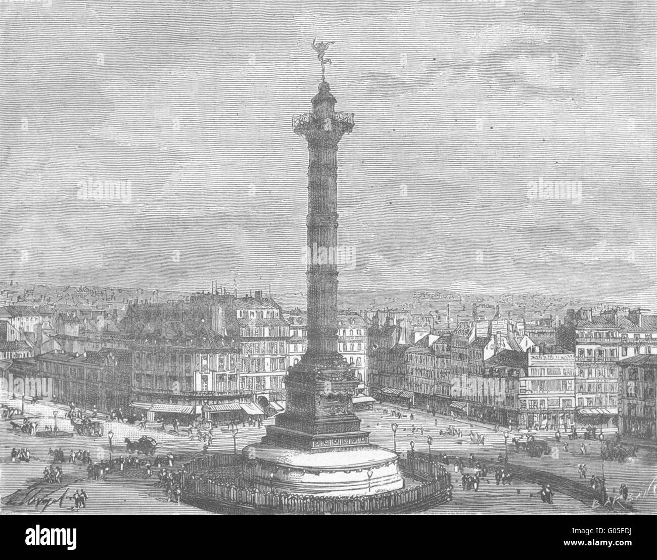FRANCE: Seine: Place de Bastille, antique print 1883 Stock Photo - Alamy