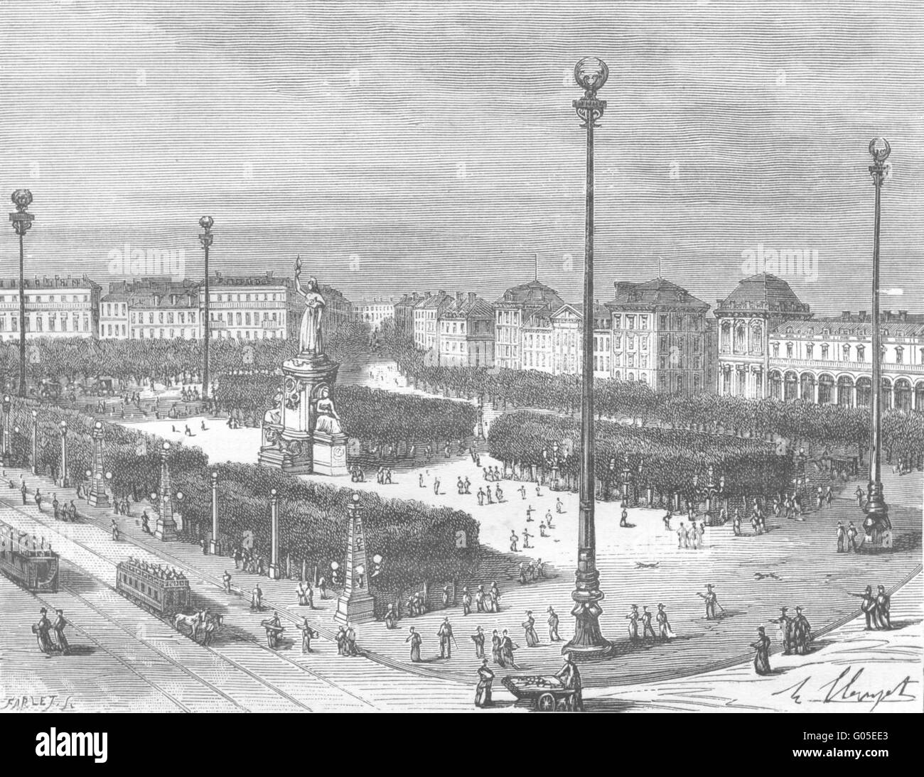 PARIS: Seine: Place de Republique, antique print 1883 Stock Photo - Alamy