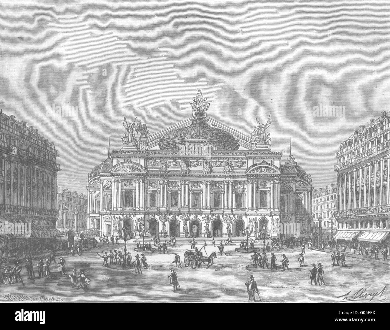 PARIS: Seine: Theatre de I'Opera, antique print 1883 Stock Photo - Alamy