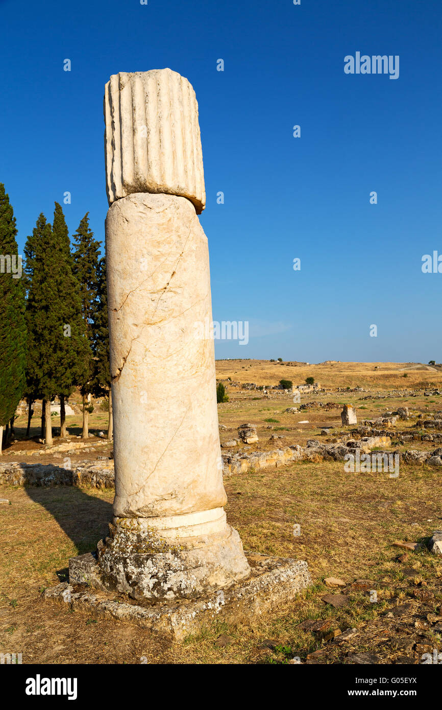 pamukkale old construction in asia turkey the column and the roman ...