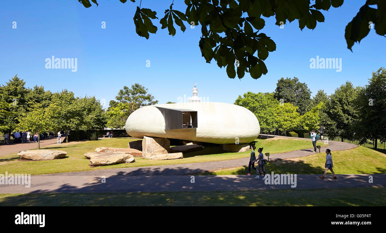 Pavilion shell resting on quarry stones. Serpentine Summer Pavilion ...