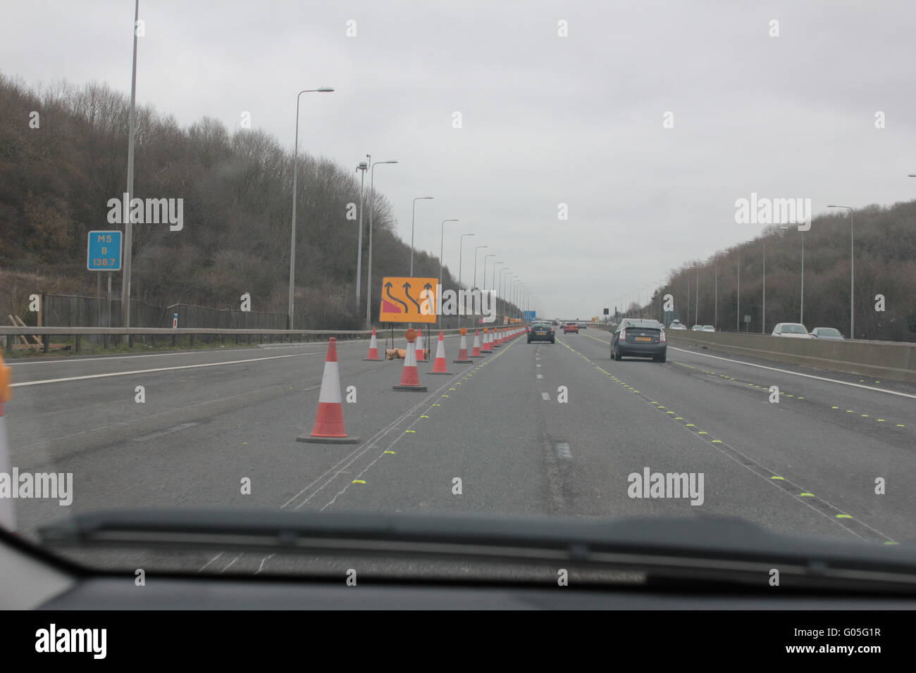 Motorway merge sign hi-res stock photography and images - Alamy