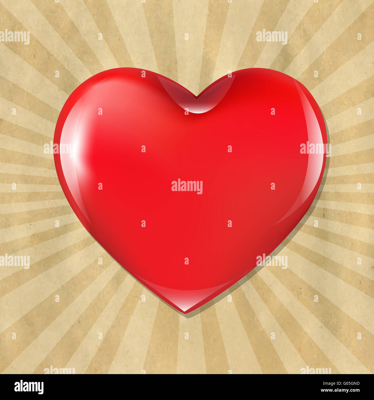 Red Heart With Cardboard Structure With Sunburst Stock Photo - Alamy