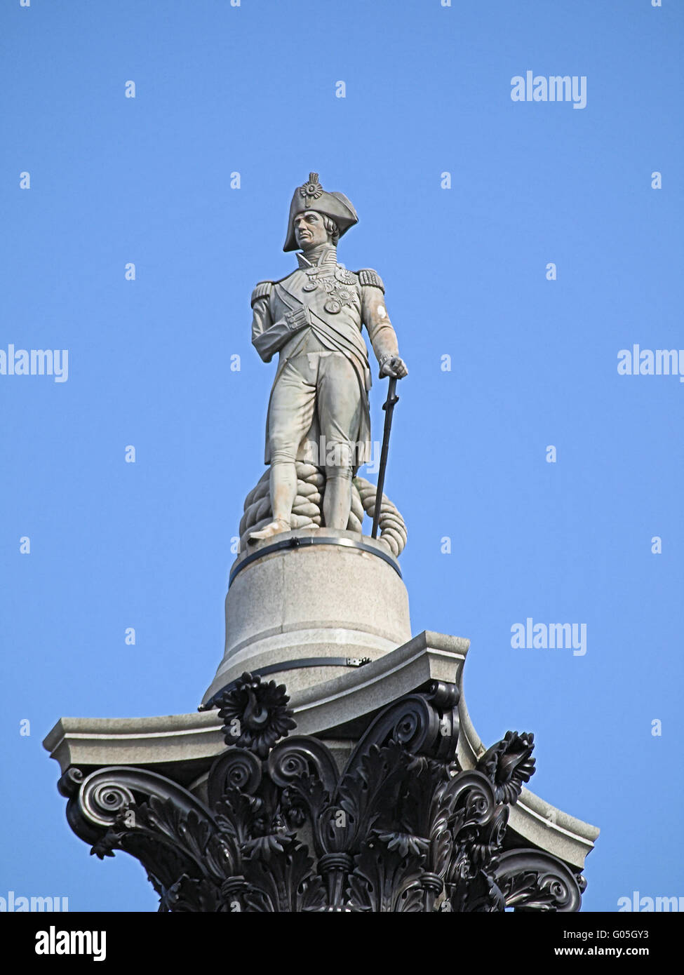 The statue to commemorate the life of Admiral Lord Nelson in Trafalgar ...
