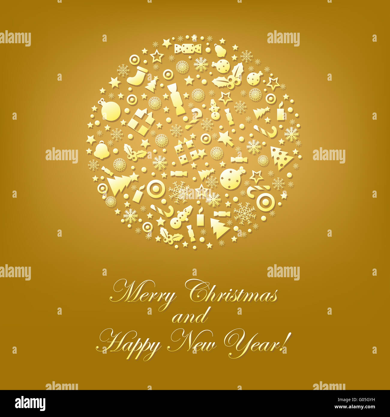Stylized Sphere From Icons With Golden Background Stock Photo - Alamy