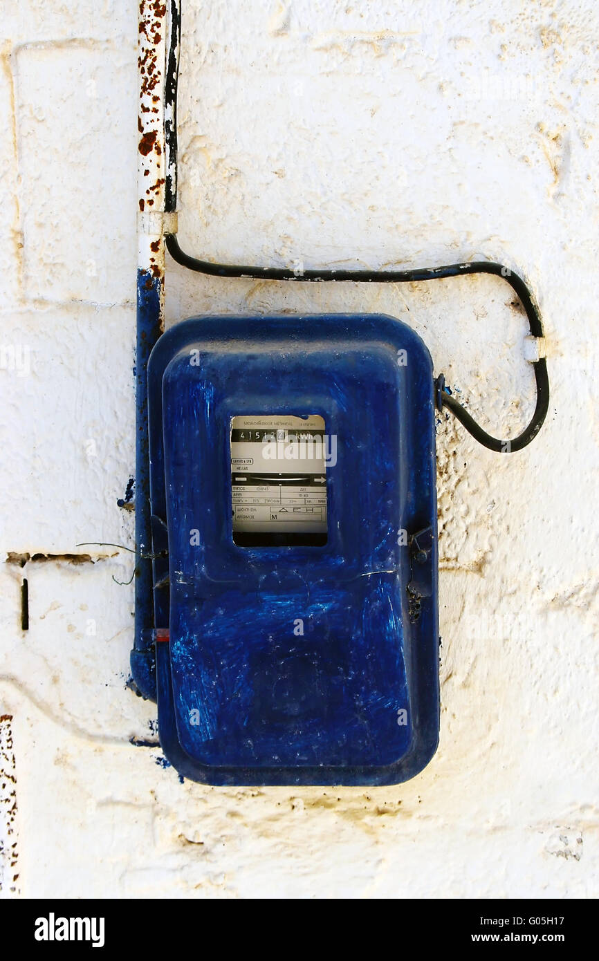 Blue electric meter Stock Photo - Alamy